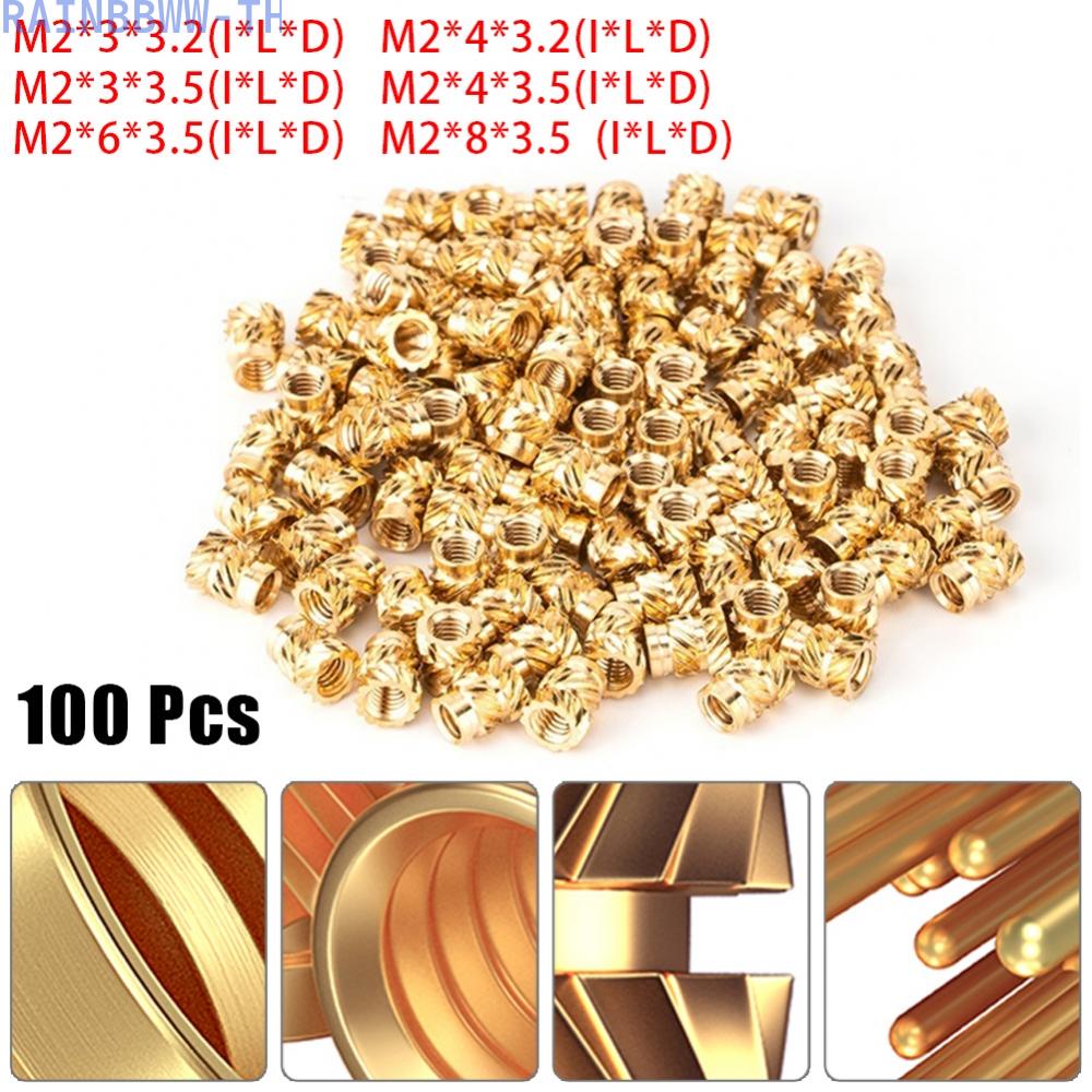 RAINBBWW~100PCS Threaded-Insert Self-clinching Nut Brass Internal ...