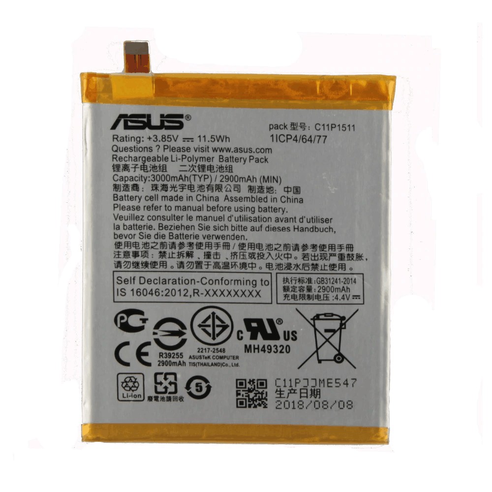 แบตเตอรี่ C11P1511 สำหรับ ASUS Zenfone3 Ze552kl Z012da Z012de 2900 mAh ...