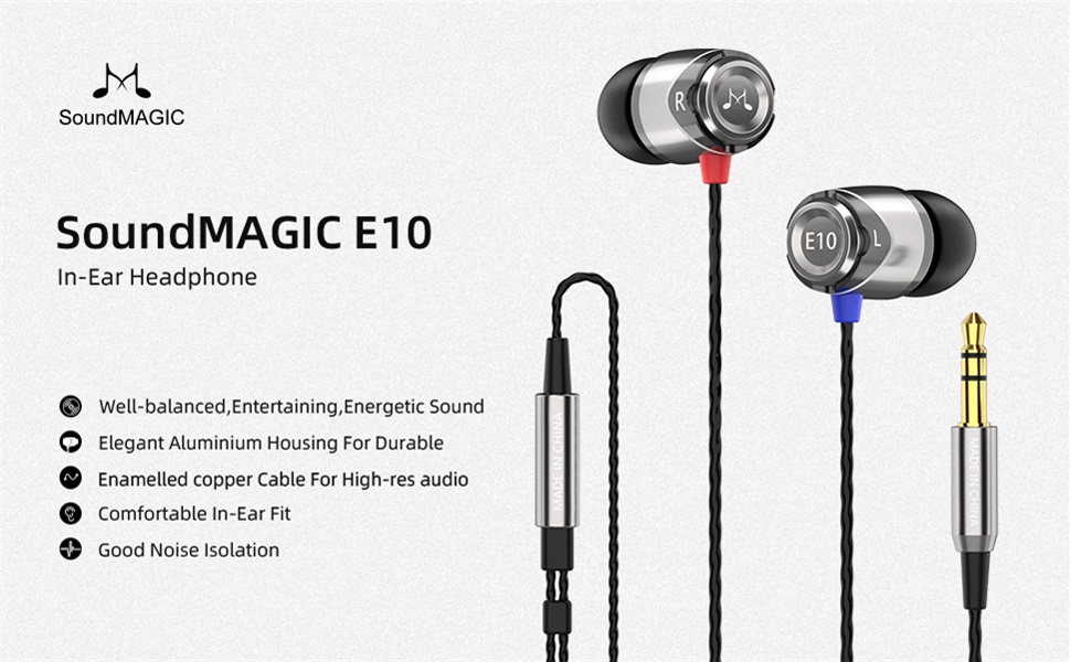 Soundmagic E10 หูฟังอินเอียร์ แบบมีสาย ไม่มีไมโครโฟน HiFi ตัดเสียงรบกวน เบสทรงพลัง ไม่พันกัน ...
