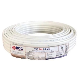 BCC สายไฟ VAF สายแบน 2 แกน ขนาด 2x4 SQ.mm ความยาว 30 เมตร สีขาว | Shopee Thailand