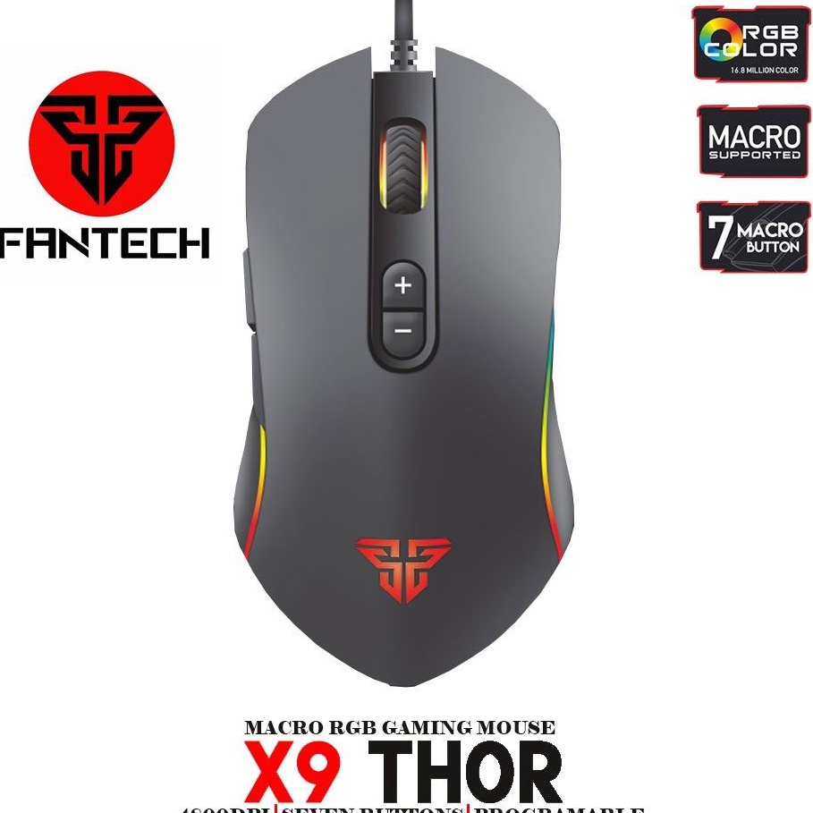MOUSE FANTECH X9 THOR GAMING Optical Macro RGB Gaming Mouse (เมาส์มาโคร ...
