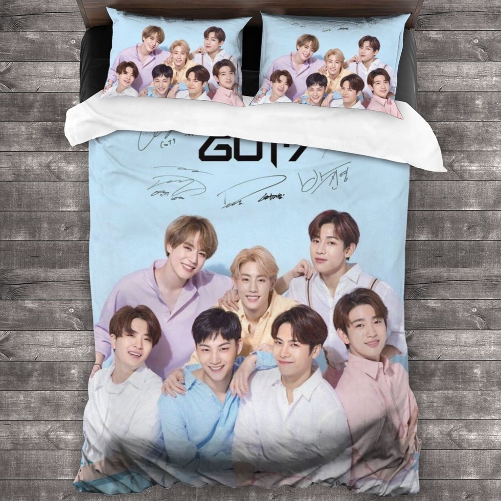 3 in 1 GOT7 ชุดเครื่องนอน ผ้าปูที่นอน ผ้าห่ม ปลอกหมอนนุ่ม พิมพ์ลายการ์ตูน 3D 3 ชิ้น และปลอกหมอน ...
