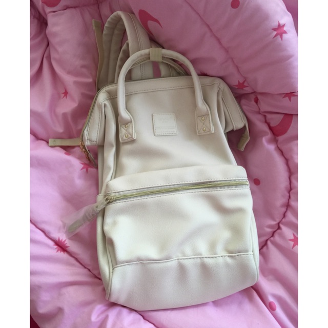 เป้ยอดฮิตจากญี่ปุ่น Anello size mini เป็นหนัง สี off white | Shopee ...
