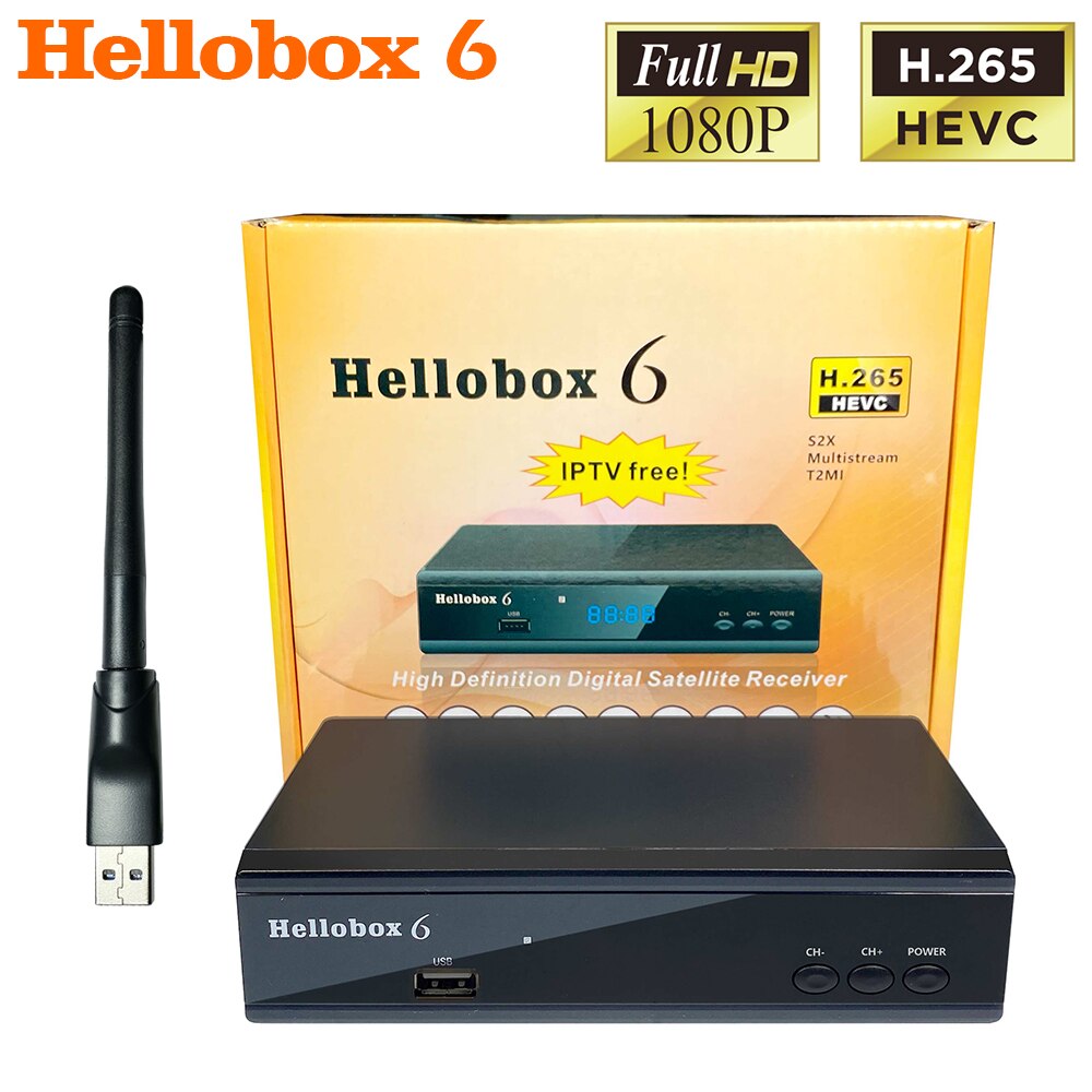 ใหม่Hellobox 6 SatelliteรองรับH.265 HEVC T2MI USBอัตโนมัติWiFi Powervu ...