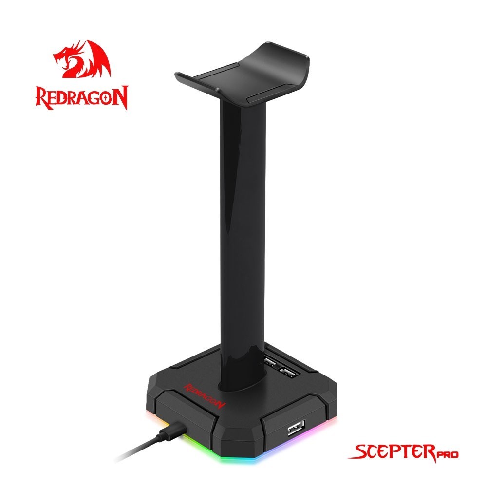 Redragon HA300 SCEPTER PRO ขาตั้งหูฟัง RGB พร้อมพอร์ตฮับ USB 2.0 4 ...