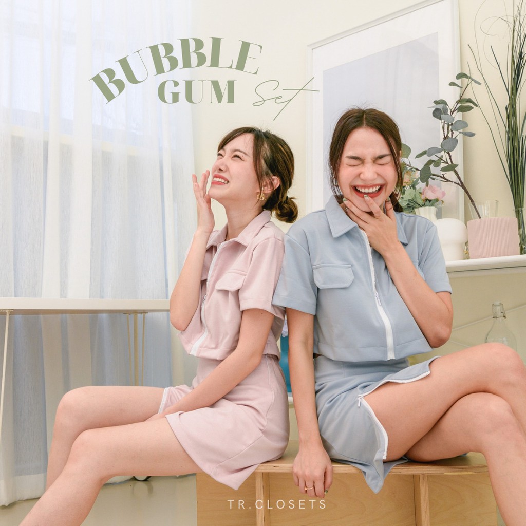 TR.Closets Bubble Gum Set เซ็ตเสื้อกระโปรงสไตล์มินิมอล | Shopee Thailand