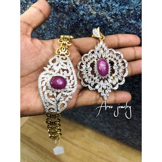 เซทเครื่องประดับงานจิวเวลรี่ ฝังพลอยแท้ตัวเรือนหุ้มเศษทองทอง ใส่ทนงานดี ...