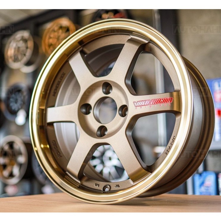 TE37 ขอบ 15 กว้าง 7 ออฟ 35 4 รู 100 งาน TK Smart ล้อผลิตไทย สีตรง หยอดแดง | Shopee Thailand