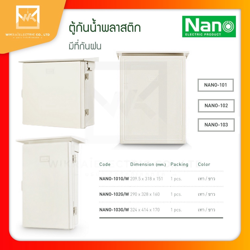 NANO ตู้กันน้ำ HIPS เบอร์1 2 และ 3 ตู้พลาสติก ตู้พลาสติกกันน้ำ ตู้ไฟกัน ...