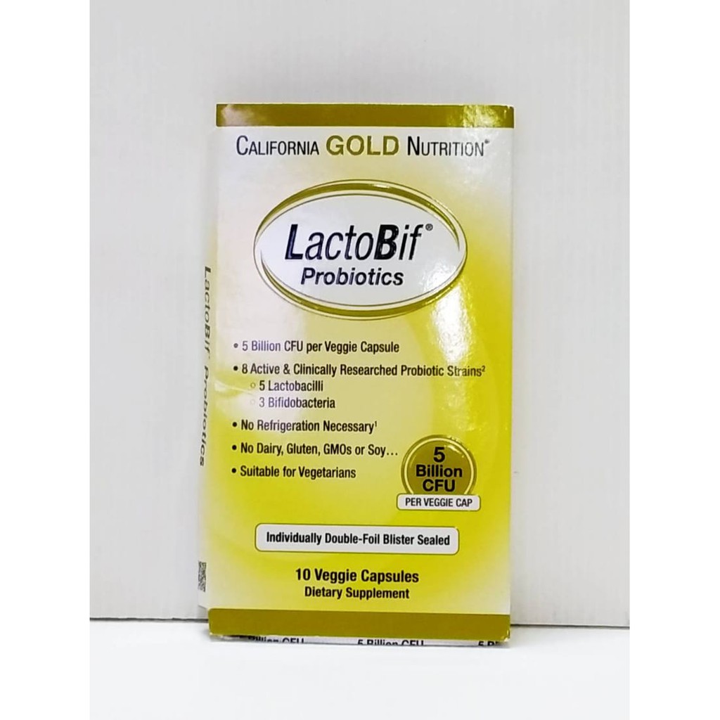 Gold Nutrition LactoBif Probiotics 5 Billion CFU 10 Veggie Capsules โพร ...