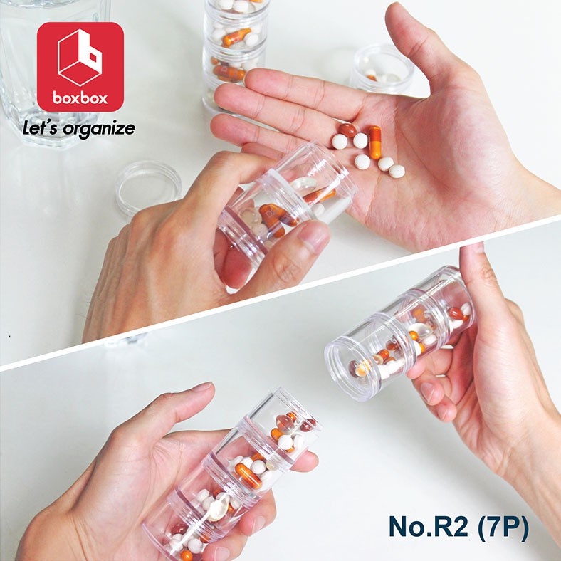 boxbox ตลับใส่ยาฝาเกลียว 7 ตลับ กล่องใส่ยาใส่วิตามิน ตลับใส่ยา ตลับฝาเกลียวหมุน | Shopee Thailand