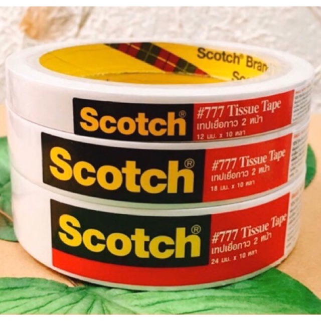 เทปเยื่อกาว 2 หน้า Scotch 3M #777 tissue tape ขนาด 12 mm/ 18 mm/ 24 mm ...