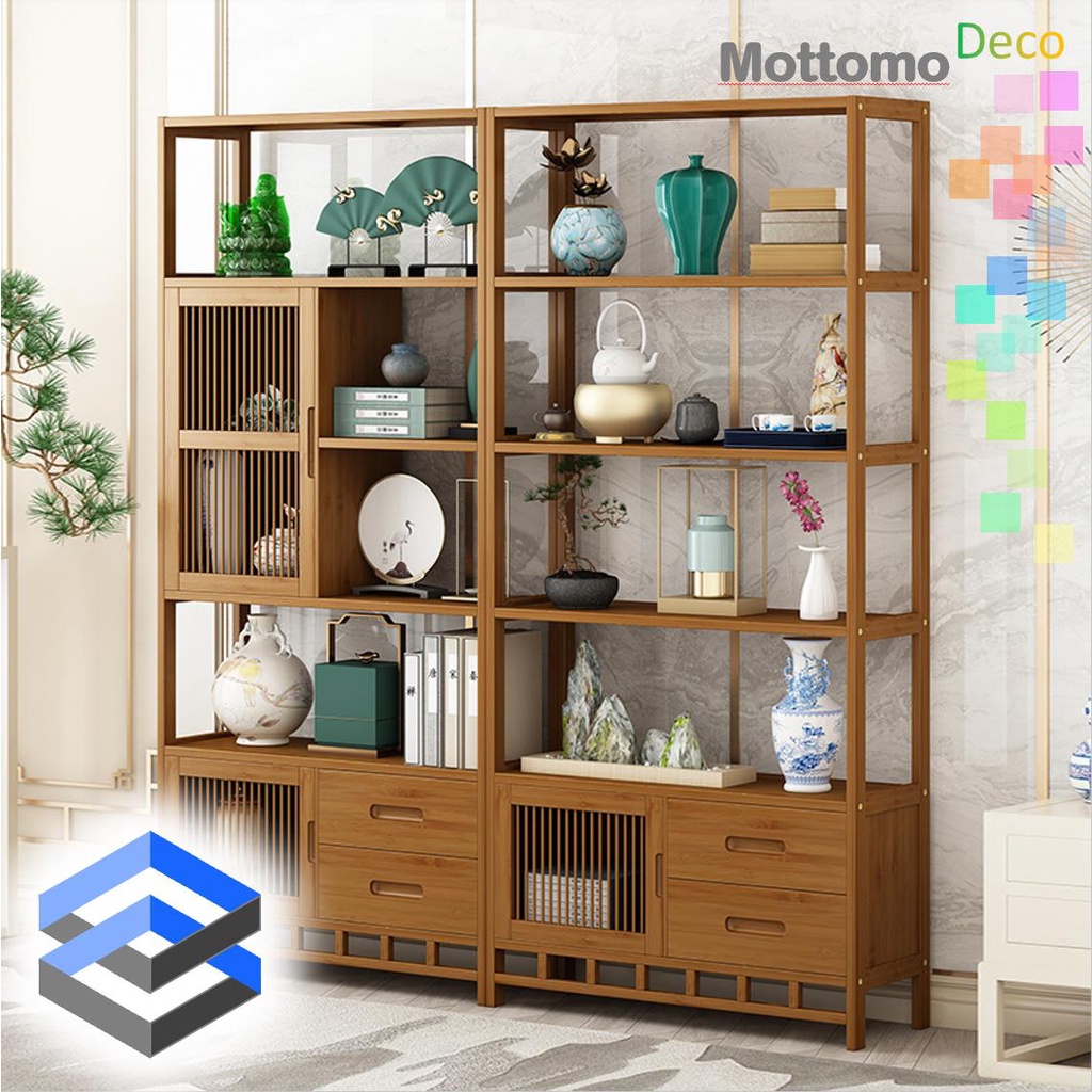 MOTTOMO Chinese Style Storage Retro Bookcase ตู้หนังสือ | Shopee Thailand