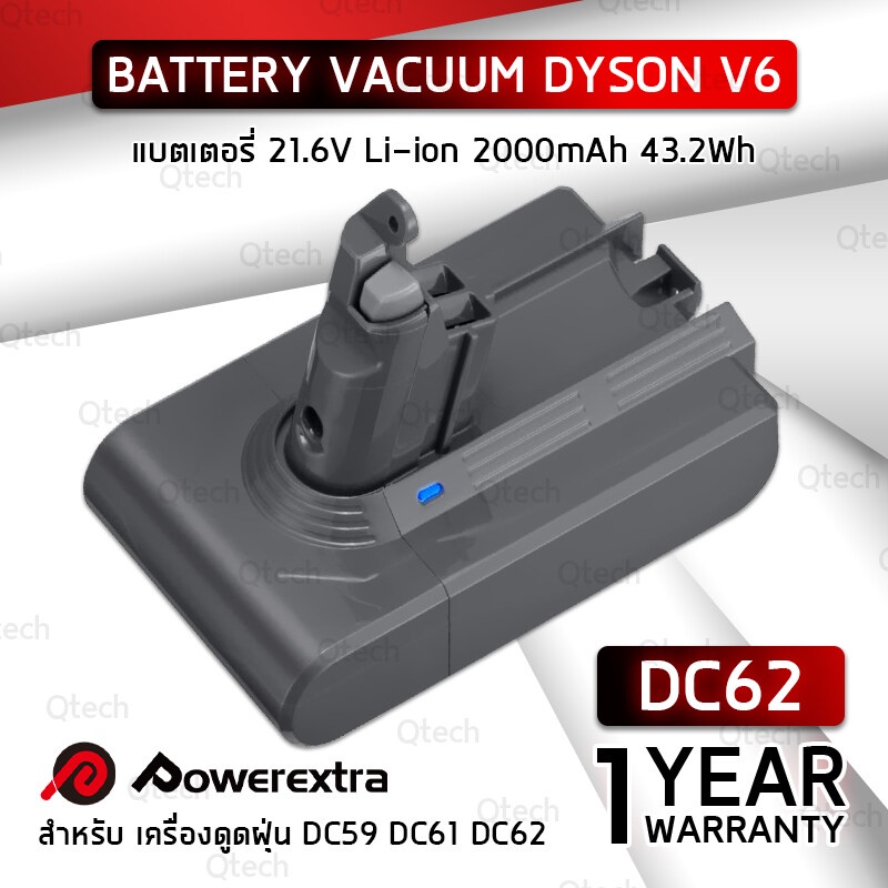 Qtech - รับประกัน 1 ปี - แบตเตอรี่ Dyson V6 เครื่องดูดฝุ่น 21.6V 2Ah ...