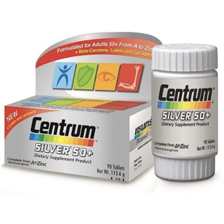 Centrum Silver 50+ 90 เม็ด เซนทรัม ซิลเวอร์ 50+ วิตามินและเกลือแร่ ...
