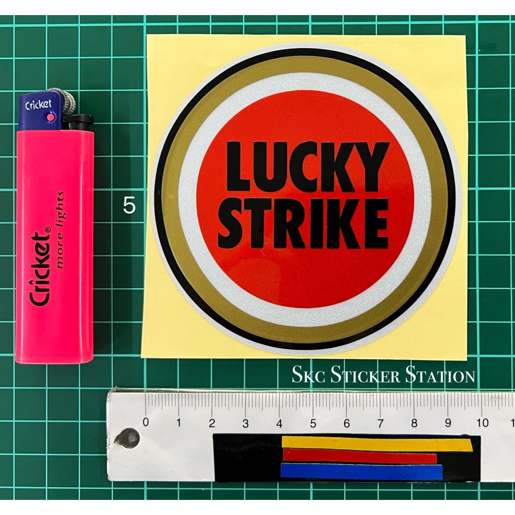 Lucky strike (3 ขนาด Avaiable) สติ๊กเกอร์ตัดทับซ้อนกันแบบสะท้อนแสง ...
