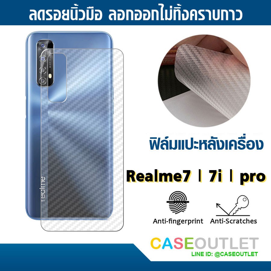 ฟิล์มแปะหลัง Realme7 Realme 7i Realme 7 pro ลายคาร์บอน เคฟล่า ป้องกัน ...