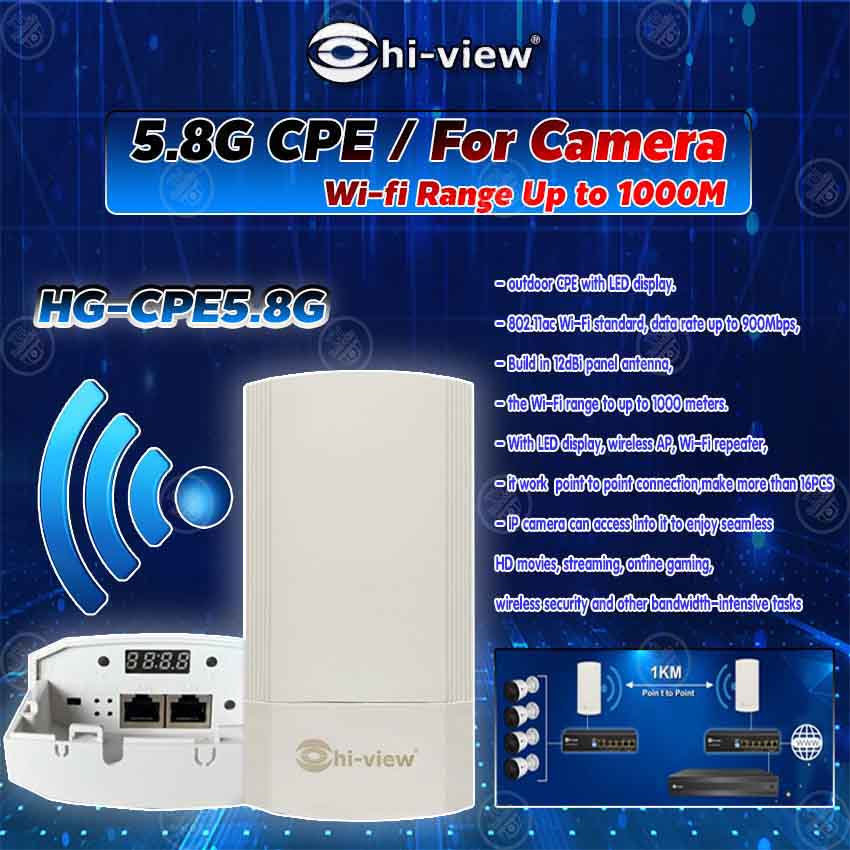 HI-VIEW อุปกรณ์กระจายสัญญาณอินเตอร์เน็ต 5.8G CPE / For Camera or Network Wi-fi Range Up to 1000M ...