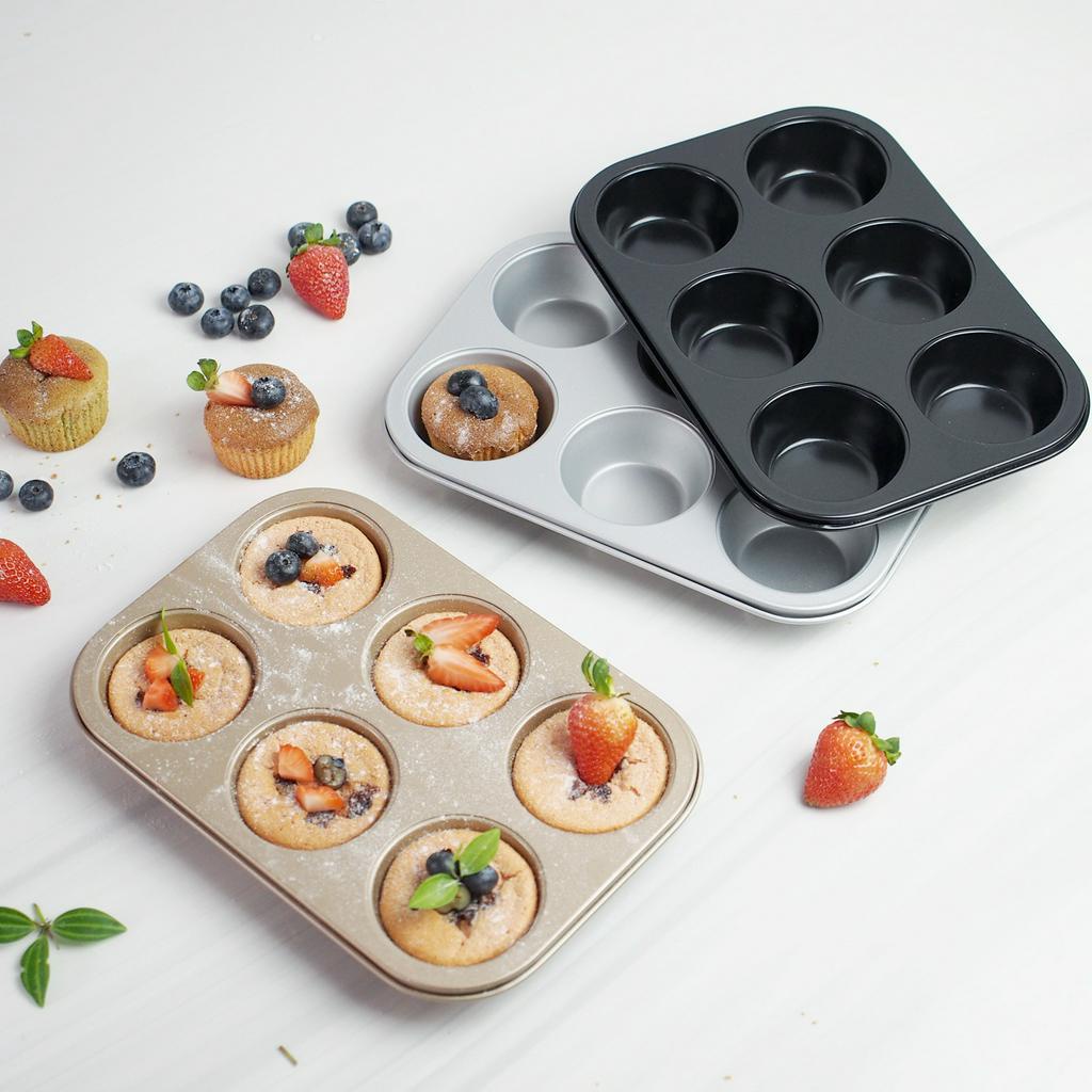 1pcs เหล็กคาร์บอน Muffin TRAY อบเค้ก Mould Non-Stick Mini มัฟฟินคุกกี้ ...