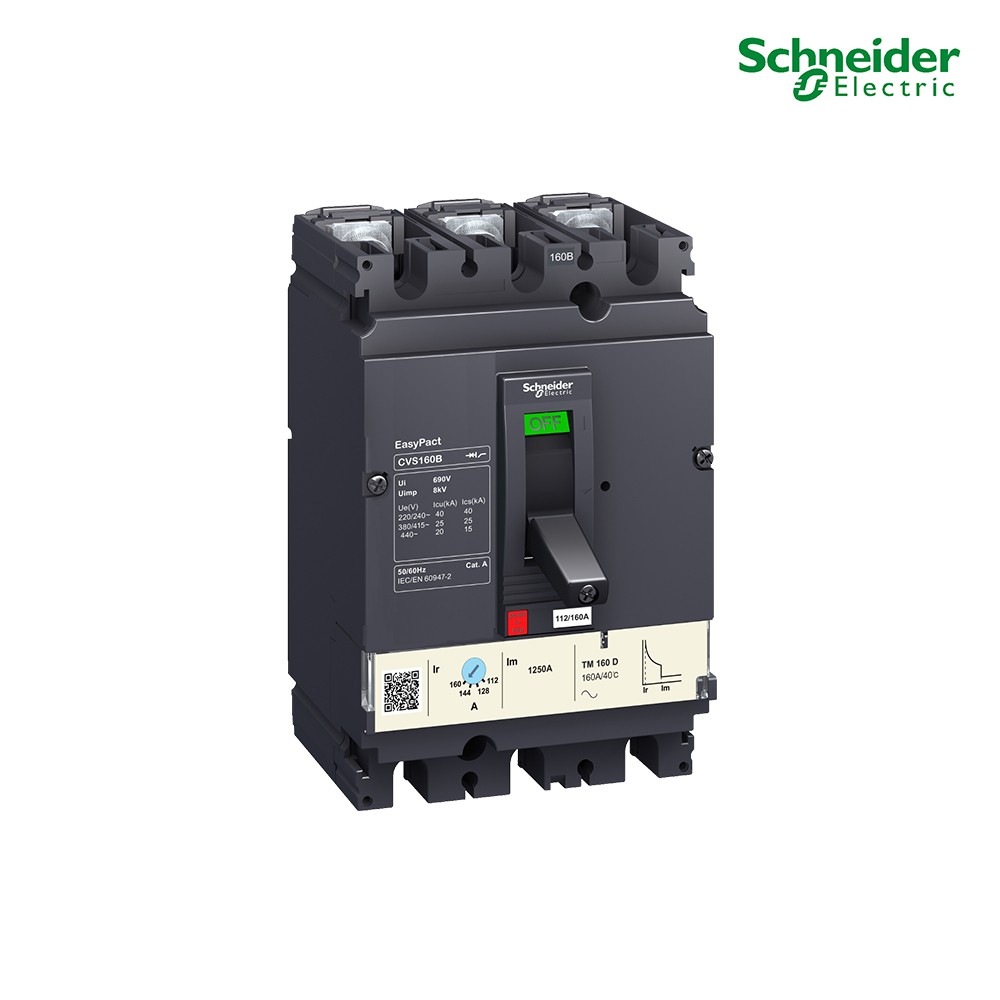 Schneider Electric - Circuit breaker CVS160B, 25 kA at 415 VAC, 160 TM ...