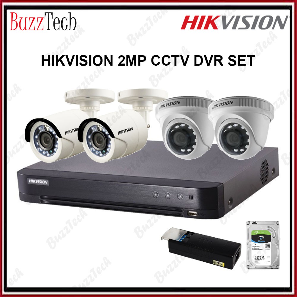 Buzztech HIKVISION FULL HD 1080P 2MP (Analog Wire) กล้องวงจรปิด DVR SET ...