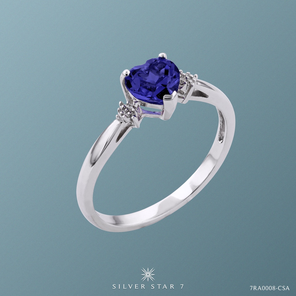 Silver Star 7 - เเหวนเงินแท้ 925 ชุบโรเดียม ฝังพลอยเนื้อแข็งสังเคราะห์ ...