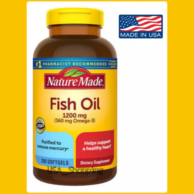 Nature Made Fish Oil 1200mg + Omega 3, 200 softgels | Shopee Thailand