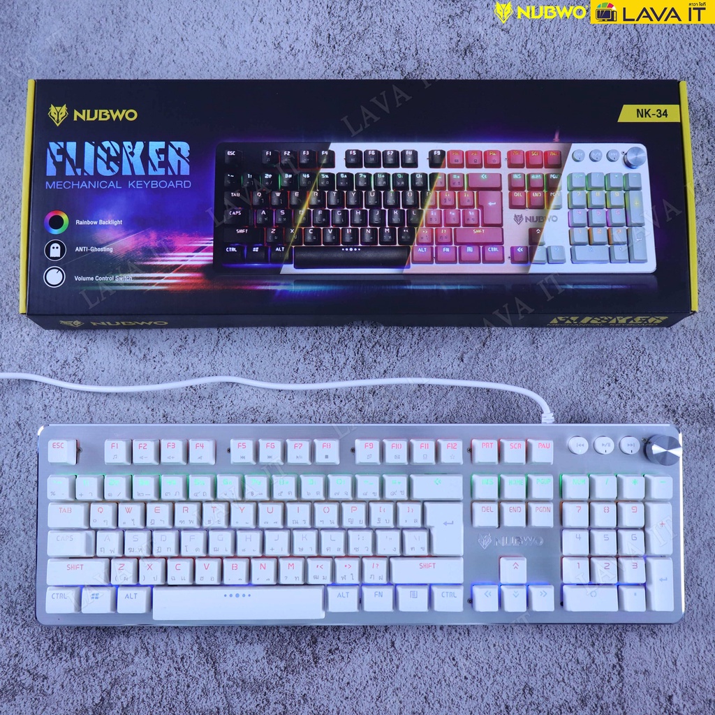 Nubwo NK-34 Flicker [BLUE SWITCH] Gaming Keyboard (TH) คีย์บอร์ดเกมมิ่ง ...