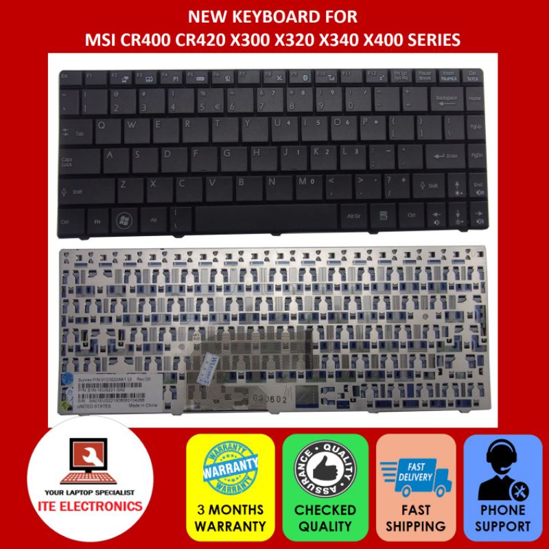 ใหม่ คีย์บอร์ดแล็ปท็อป US MSI CR400 CR420 X300 X320 X340 X400 SERIES ...