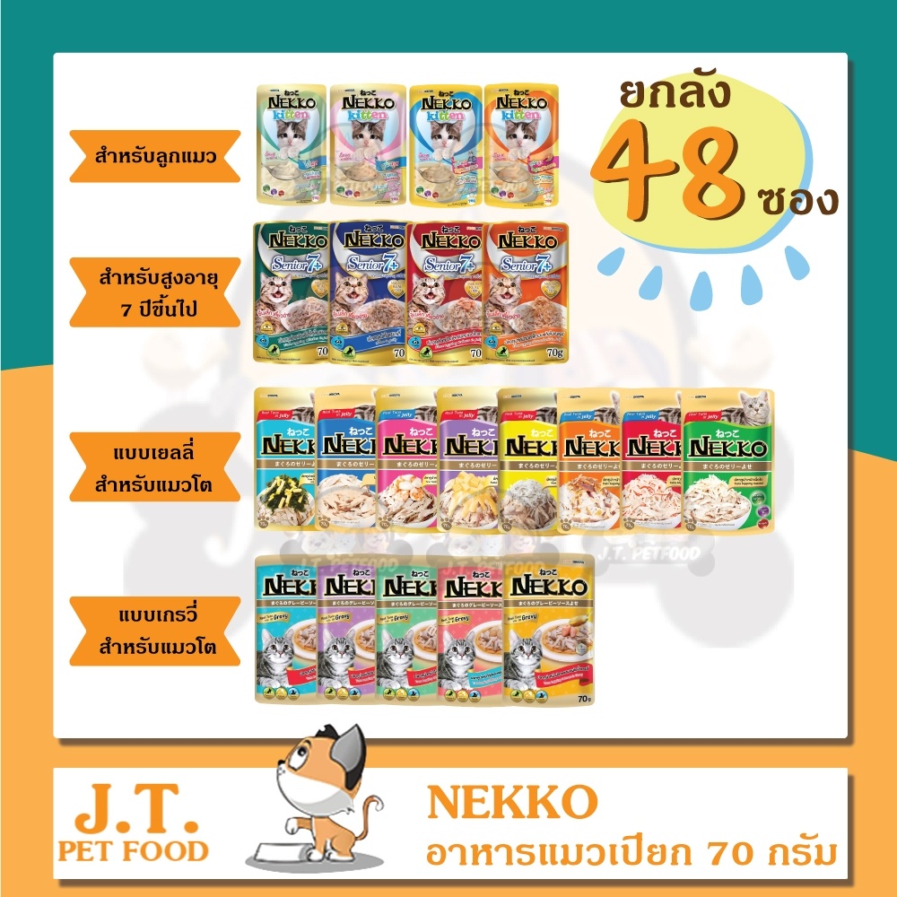 Nekko 70g x 48 Units อาหารแมวเนคโกะ ขนาด 70กรัม จำนวน 48ซอง (สามารถคละรสได้ค่ะ) | Shopee Thailand