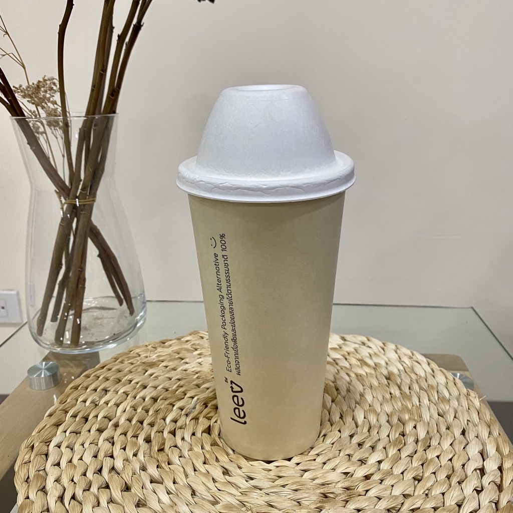 [50 ชิ้น] แก้วกระดาษ logo leev หนา เคลือบ PLA แก้วกาแฟ ย่อยสลายได้ 12 ...