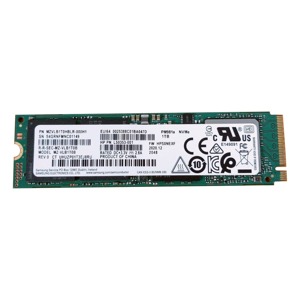 Samsung PM981a 1TB M.2 2280 PCIe Gen3x4 NVMe Internal SSD 3500MB/s, MZ ...