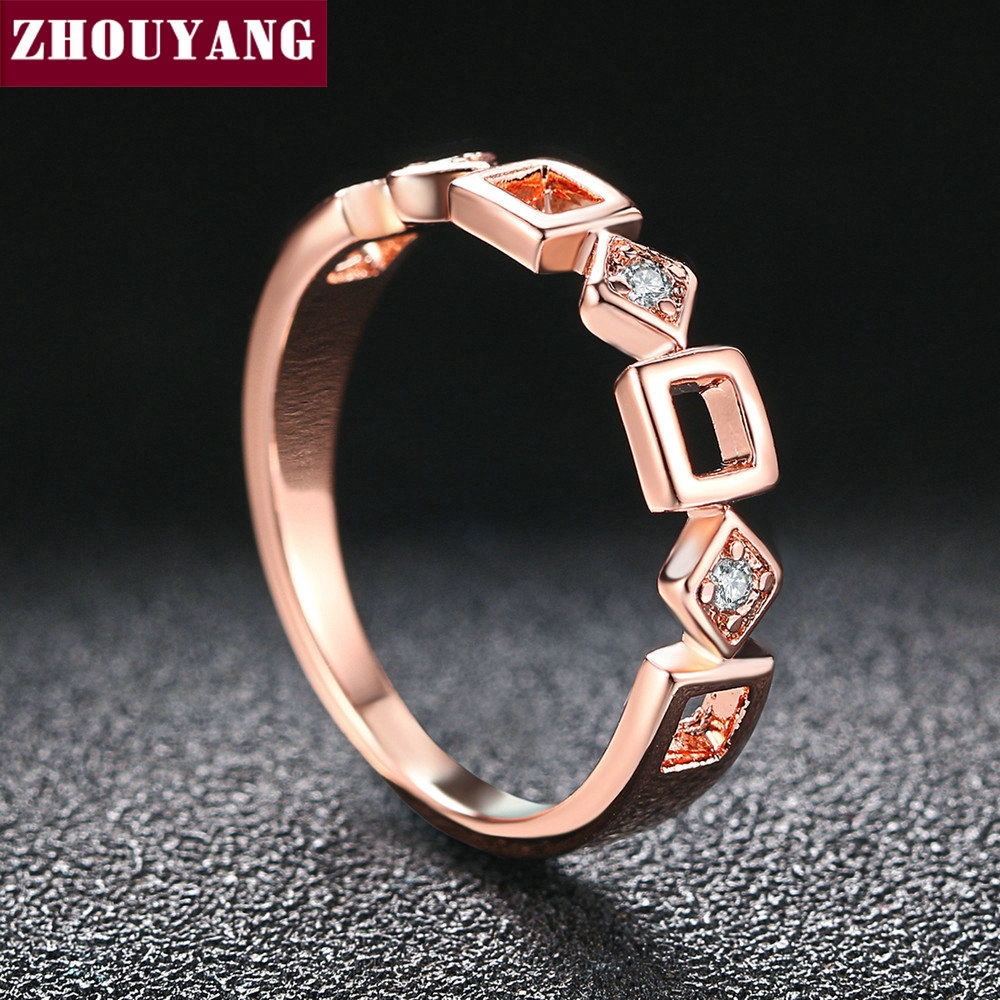 คริสตัลคุณภาพสูงสุด ZHOUYANG ZYR197 กระชับแหวนคริสตัล Rose Gold สีออสเตรียขนาดเต็ม | Shopee Thailand