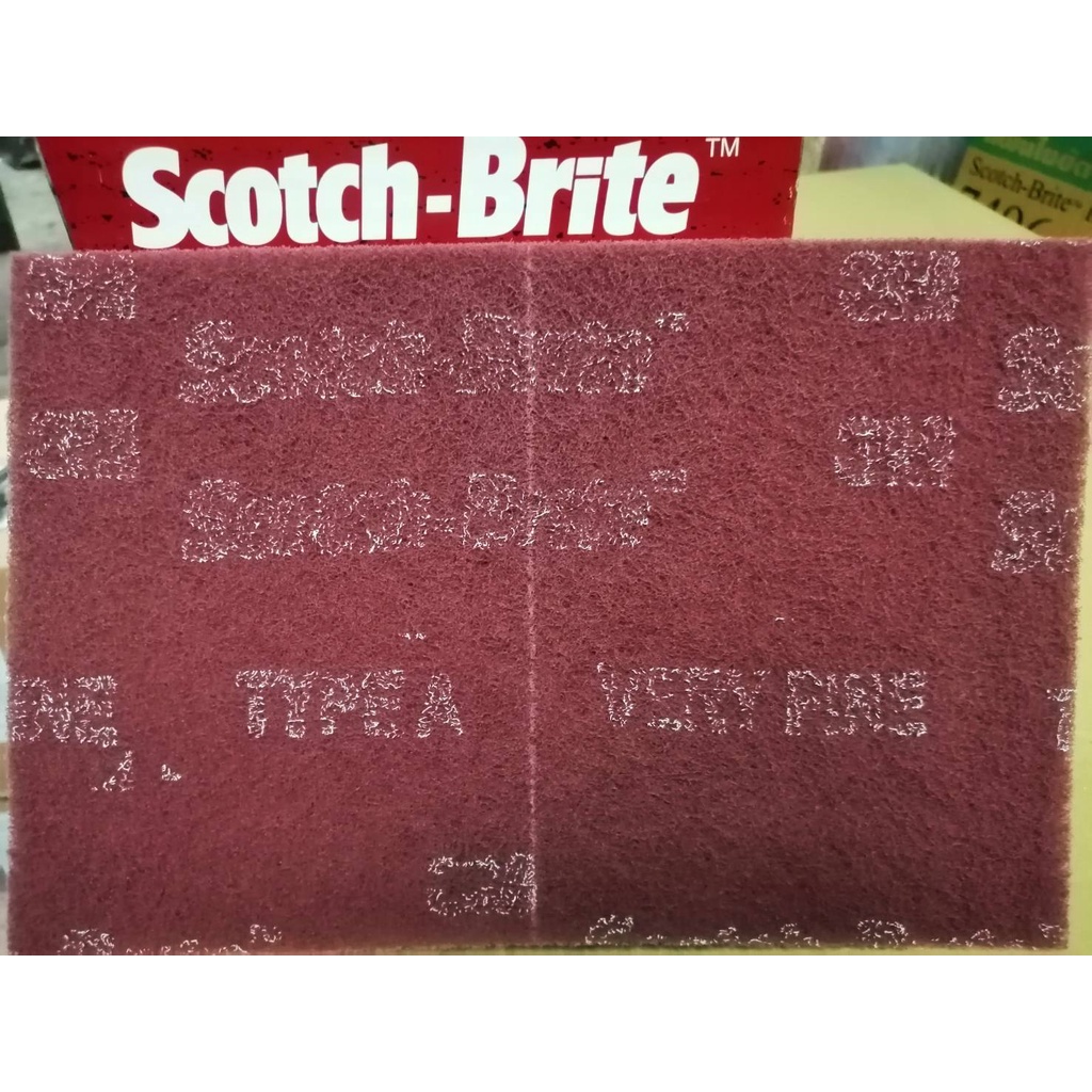 3M แผ่นใยขัด สก๊อตซ์ไบรต์ 7447B สีแดง 6x9 นิ้ว Scotch-Brite เทียบเท่า ...