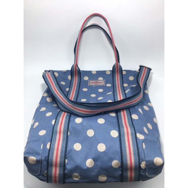 Cath Kidston Foldaway slim shoulder bag button spot charcoal สภาพใหม่ ...