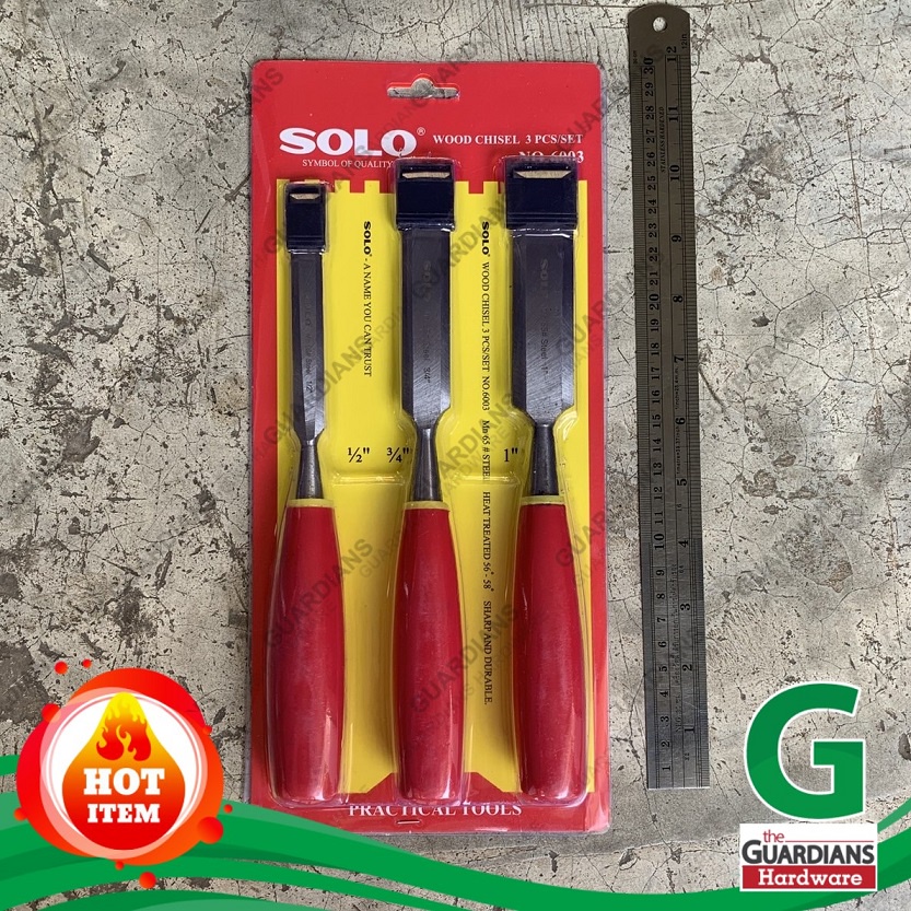 (แพค3ตัว) สิ่วช่างไม้ด้ามพลาสติก โซโล SOLO (ของแท้100%) NO.6003 (Wood Chisel 3PCS/set) มี 3ขนาด ...