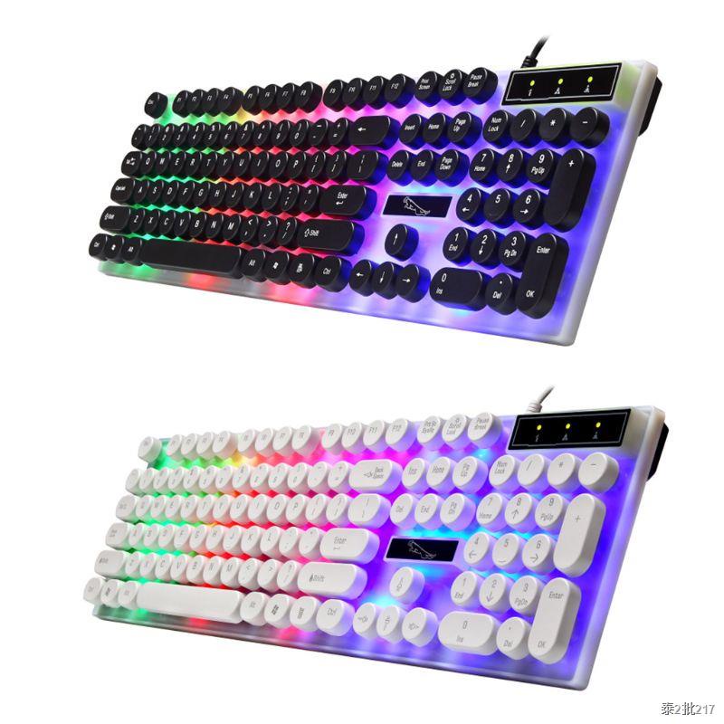 Glowing Keyboard with Round Keycaps for PC/Laptop Retro Gaming Backlit ...