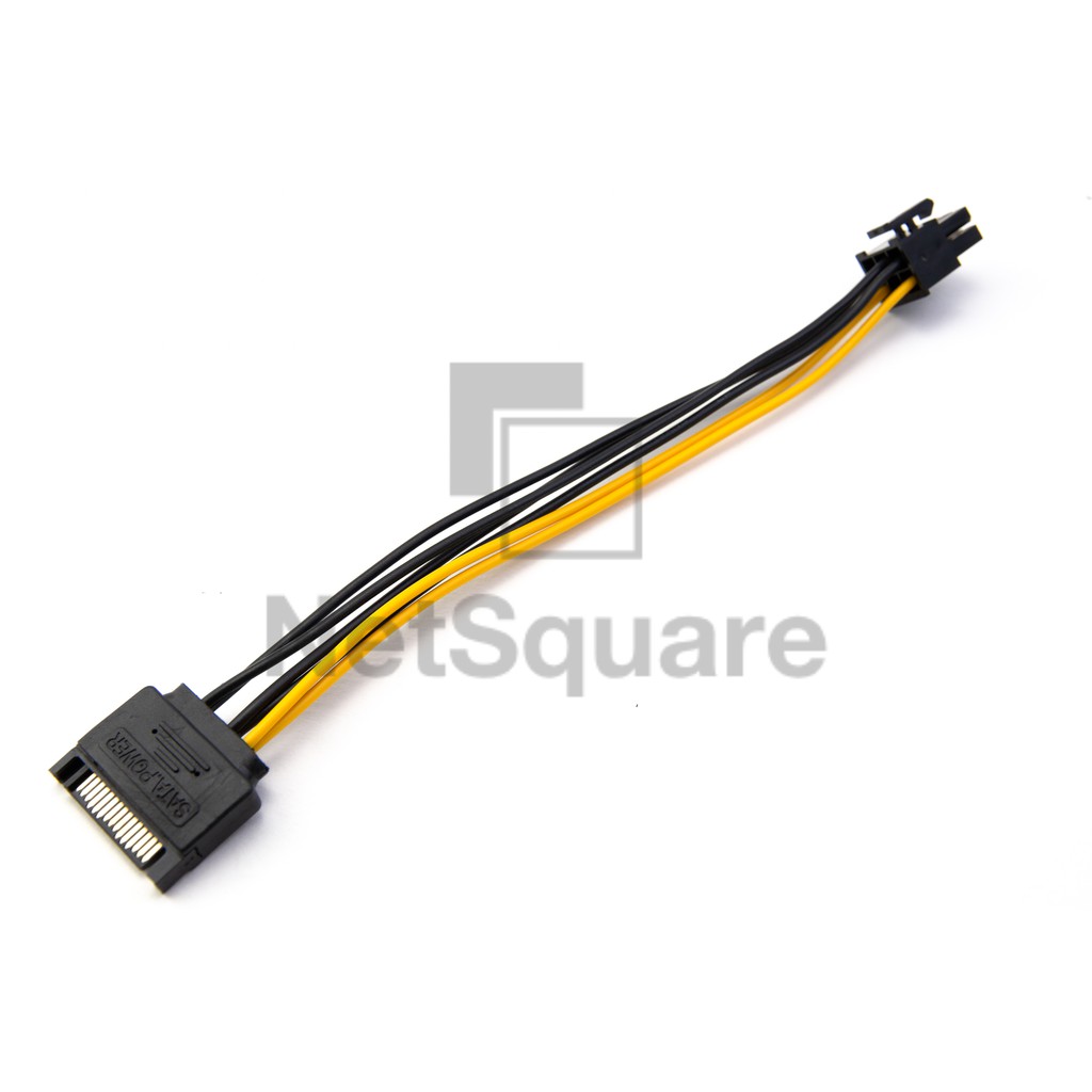 SATA Power 15-Pin Female to 6-Pin Male GPU Power Supply Cable สายไฟ ...