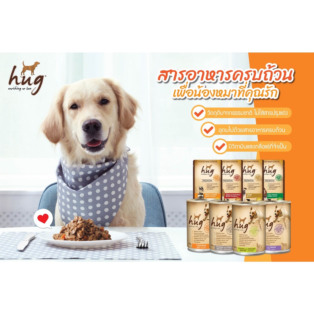 (ยกลัง) hug ฮัก อาหารเปียกกระป๋องสุนัข 400 กรัม. นำเข้าออสเตรเรีย (X12 ...