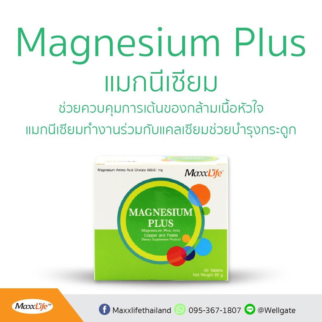 Maxxlife Magnesium Plus 60 เม็ด แม็กซ์ไลฟ์ แมกนีเซียม พลัส | Shopee ...