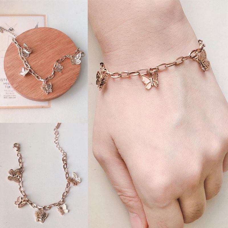 ผีเสื้อ ANTI RUST TITANIUM CHAIN BRACELET | Shopee Thailand