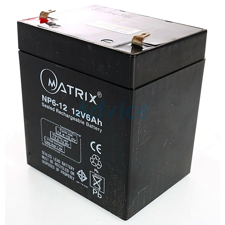 แบตเตอรี่เครื่องสำรองไฟ UPS Battery 6Ah 12V Matrix (ประกัน 6 เดือน ...