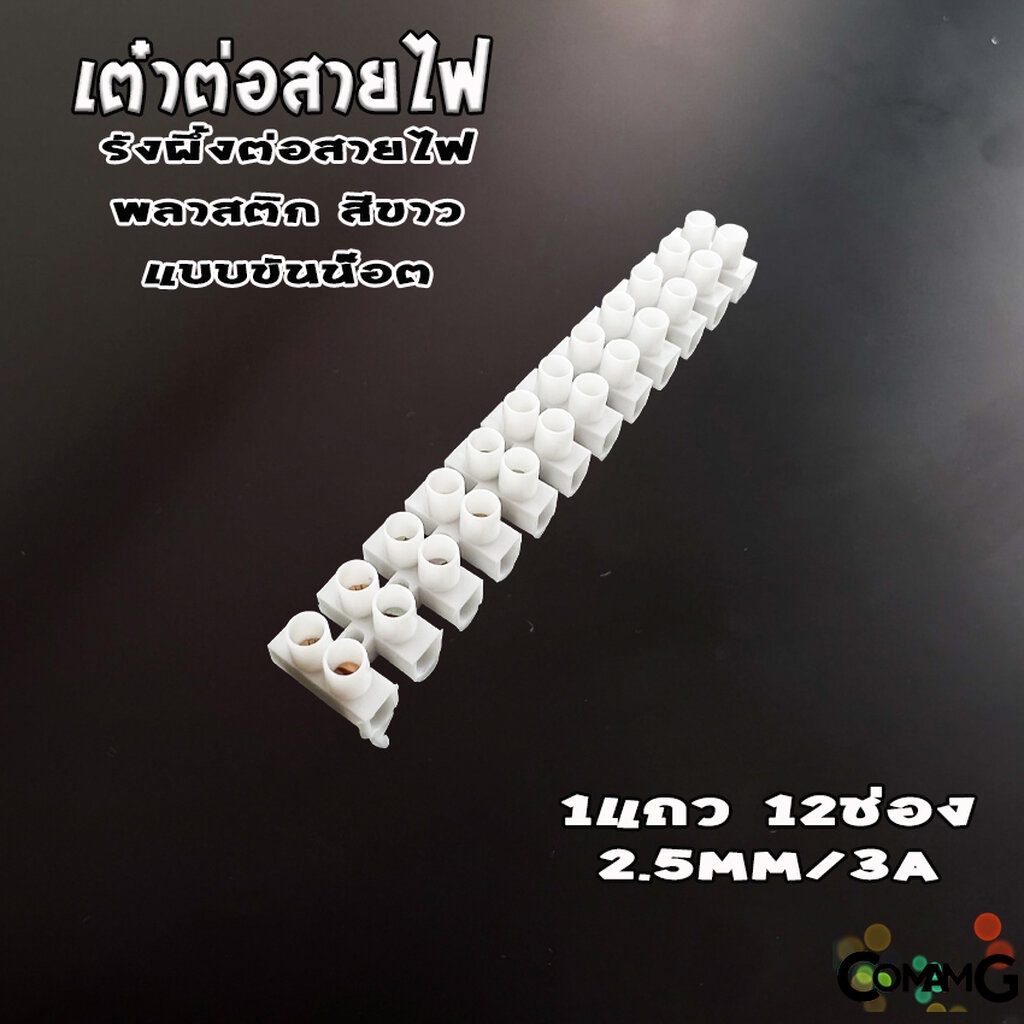 เต๋าต่อสายไฟ เต๋าต่อสาย เทอร์มินอล รังผึ้งต่อสายไฟ สีขาว 12ช่อง เบอร์2.5-16mm 3A-30A | Shopee ...