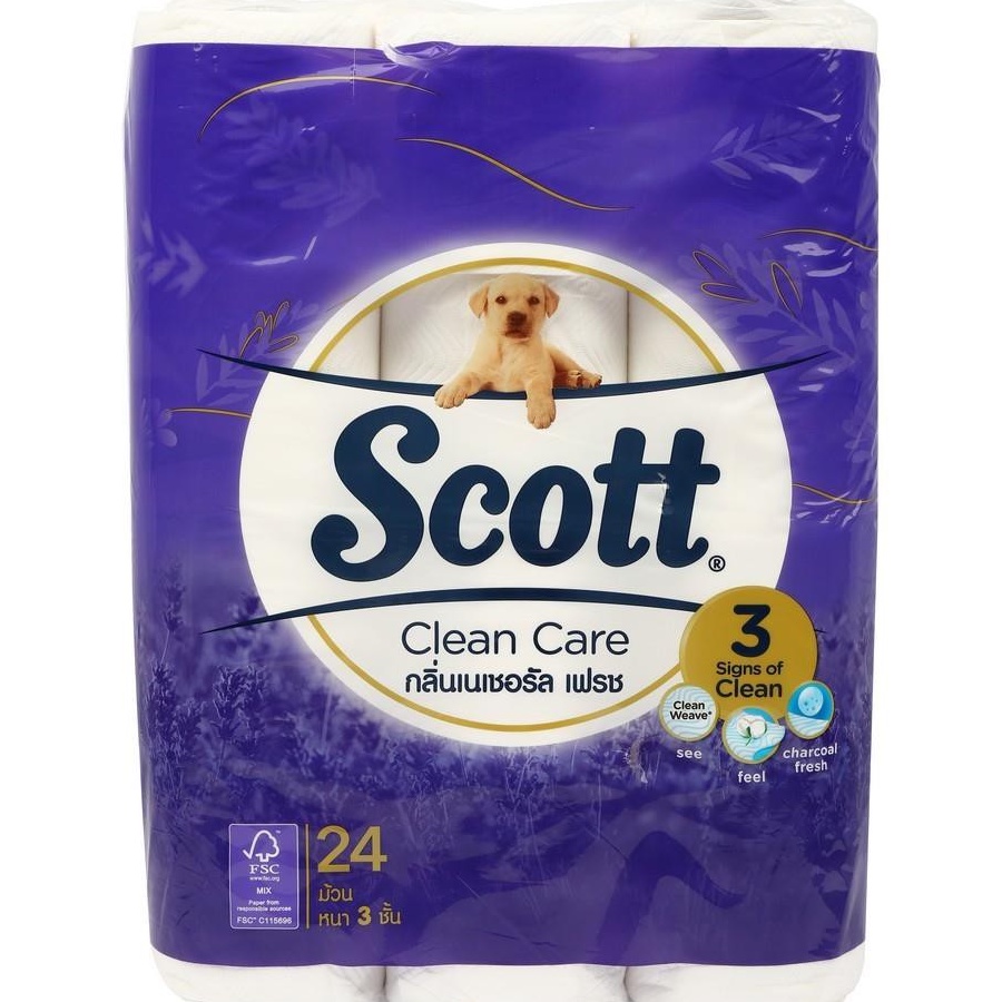 [พร้อมส่ง] กระดาษชำระ SCOTT CLEAN CARE NATURAL FRESH แพ็ค 24 ม้วน ...