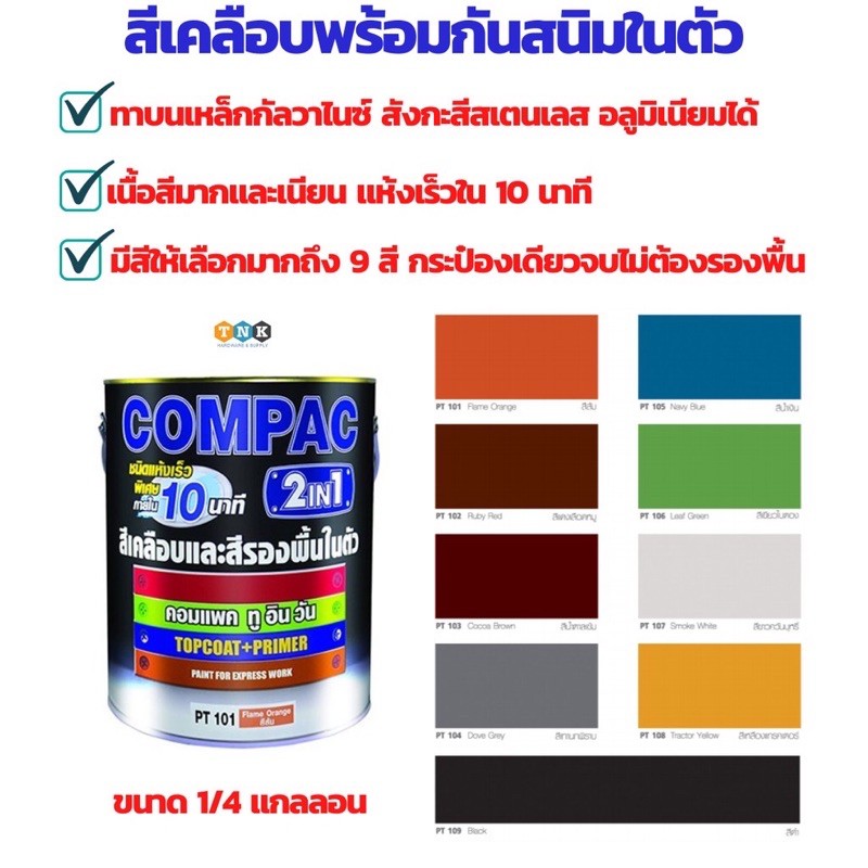 Compac 2 in 1 สีเคลือบเงา และ สีรองพื้นในตัว สำหรับทาเหล็กกัลวาไนซ์ ...