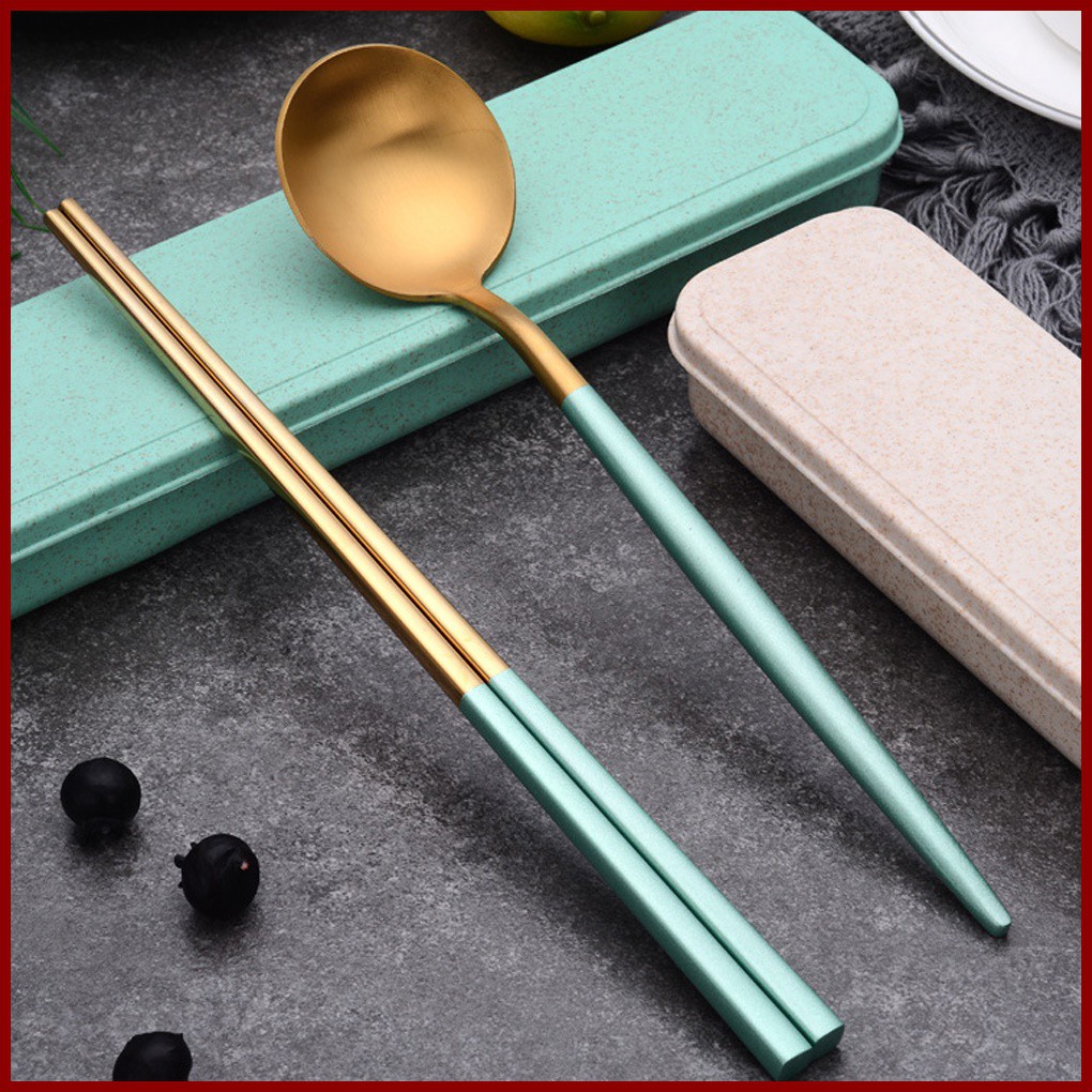 ชุดช้อนส้อม Kaidee ช้อน ส้อม ตะเกียบ ผลิตจากสแตนเลส 304 ใช้กับอาหารได้ สีสันสวย | Shopee Thailand