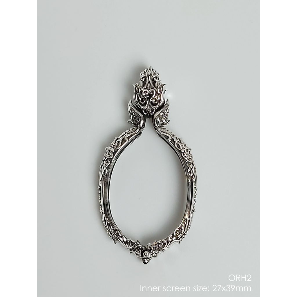 ORH2Silver925 Orahan2 Oval amulet casing 27x39mm กรอบเงินแท้925 รูปไข่ ...