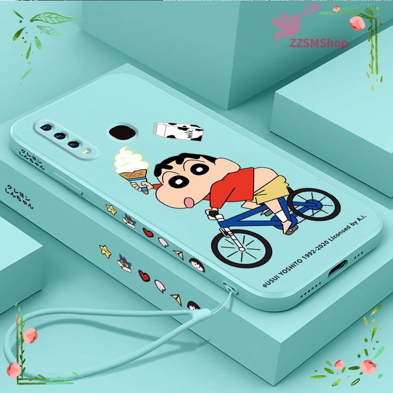 เคสโทรศัพท์มือถือ ซิลิโคน Tpu นิ่ม ขอบตรง ลายการ์ตูนชินจัง เรียบง่าย