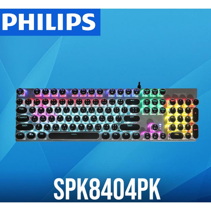 คีย์บอร์ดเกมมิ่ง Philips Gaming Mechanical Keyboard รุ่น SPK 8404 Punk ...