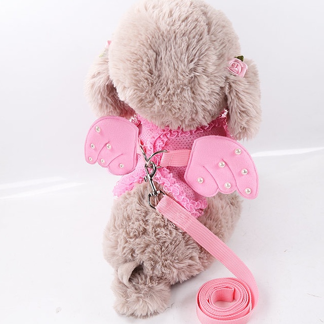 【RIZER】ชุดสายจูงสัตว์เลี้ยง สุนัข แมว ปีกนางฟ้า ประดับไข่มุก สามารถซน ...